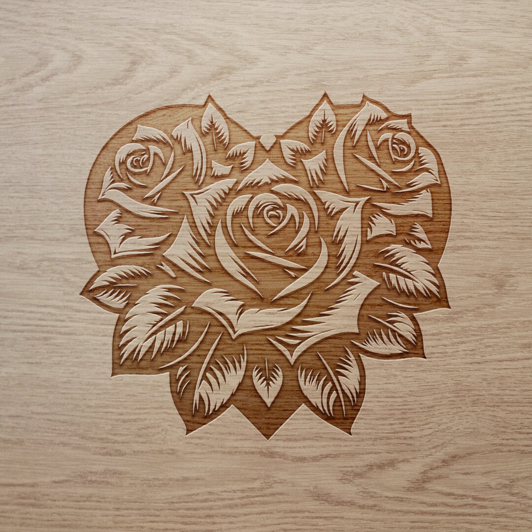 Rose Flowers, Lightburn PNG, Lightburn File, Laser Engraving Digital ...