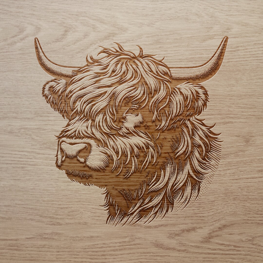 Highland Cow, Lightburn PNG, Lightburn File, Laser Engraving Digital ...