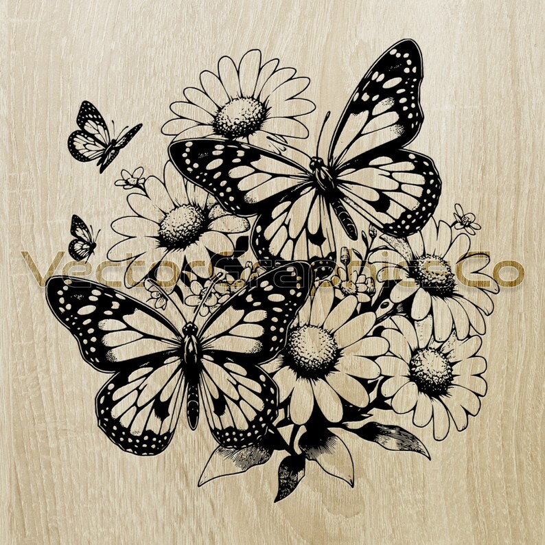 Butterflies, Lightburn PNG, Lightburn File, Laser Engraving Digital ...