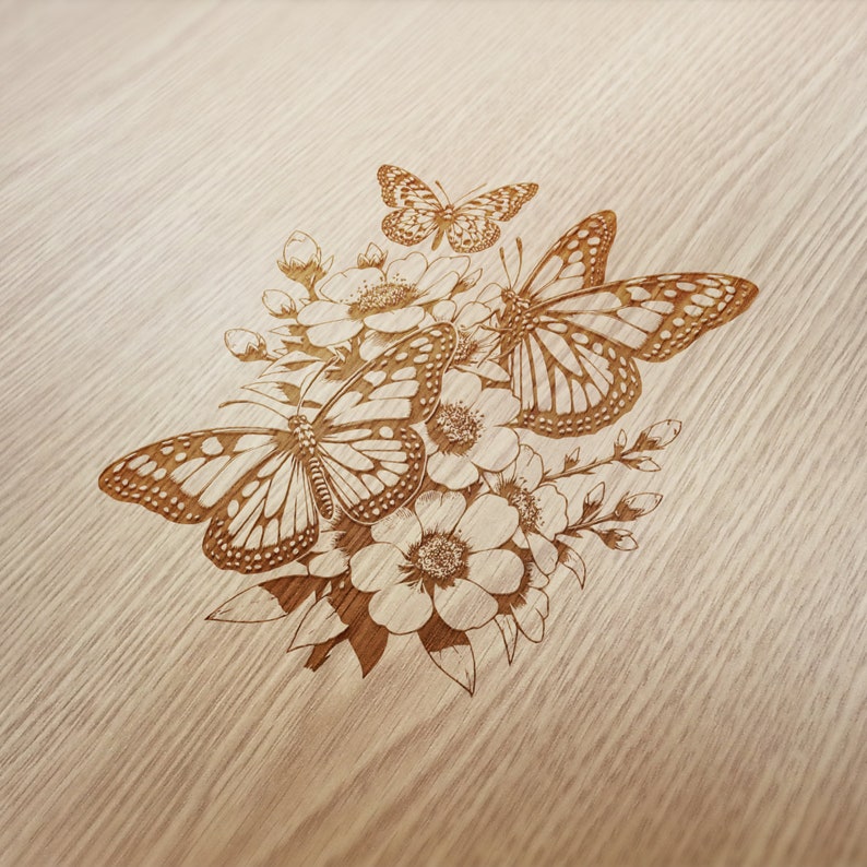 Butterflies, Lightburn PNG, Lightburn File, Laser Engraving Digital ...
