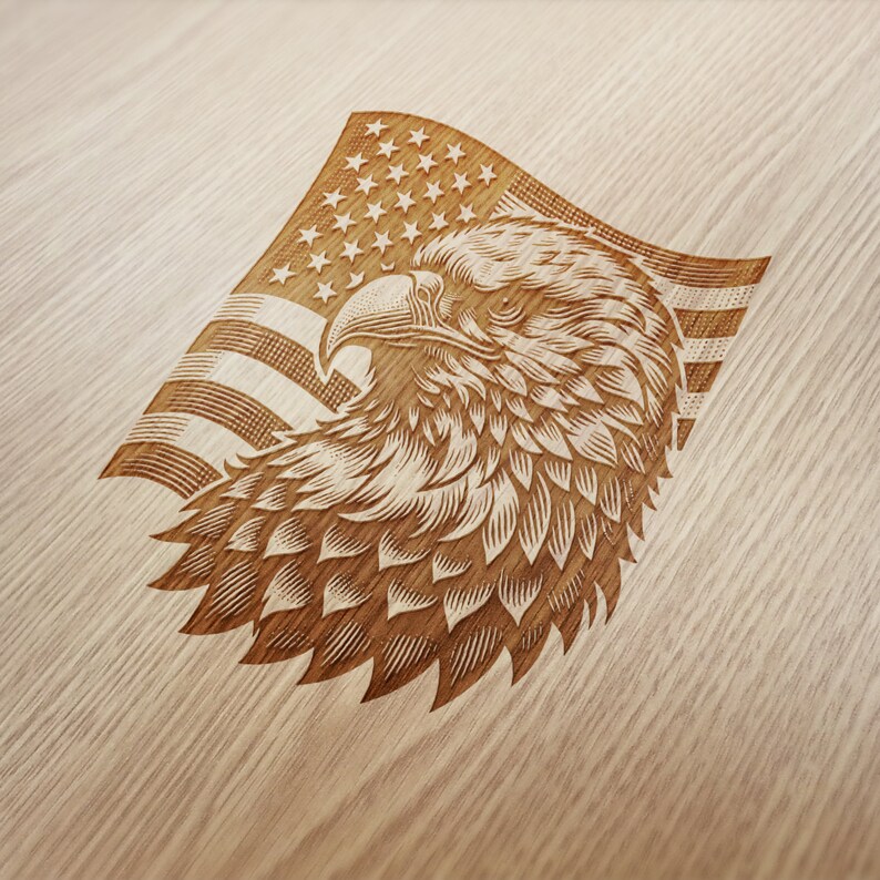 American Flag Eagle, Lightburn PNG, Lightburn File, Laser Engraving ...