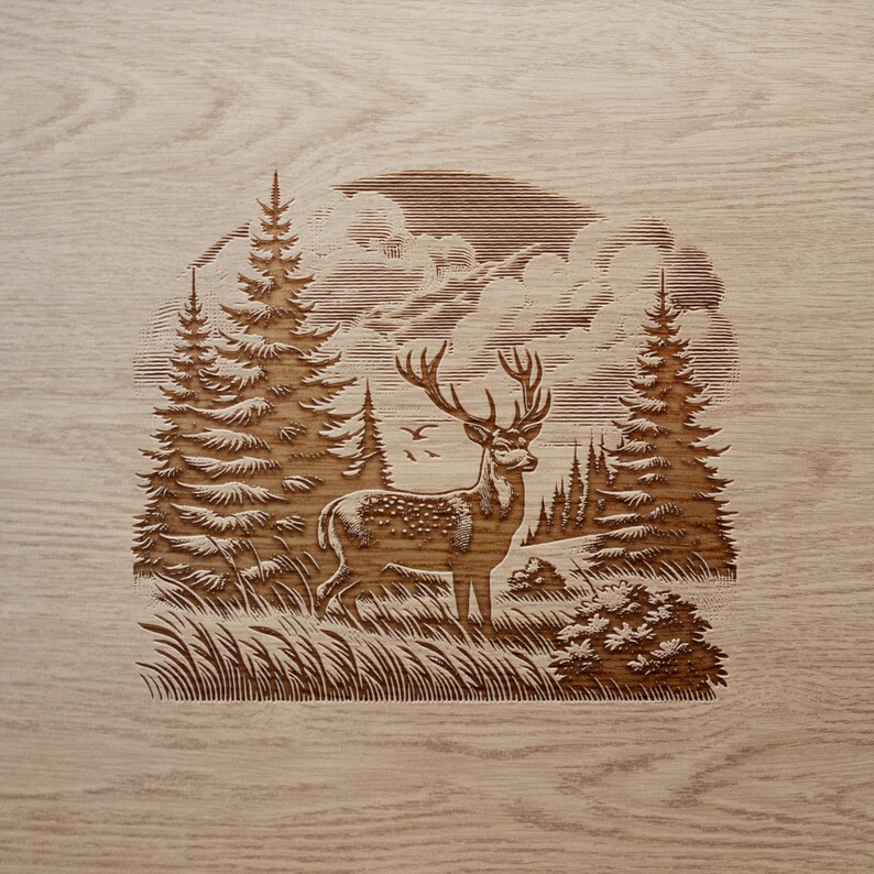 Deer Stag Reindeer, Lightburn PNG, Lightburn File, Laser Engraving ...