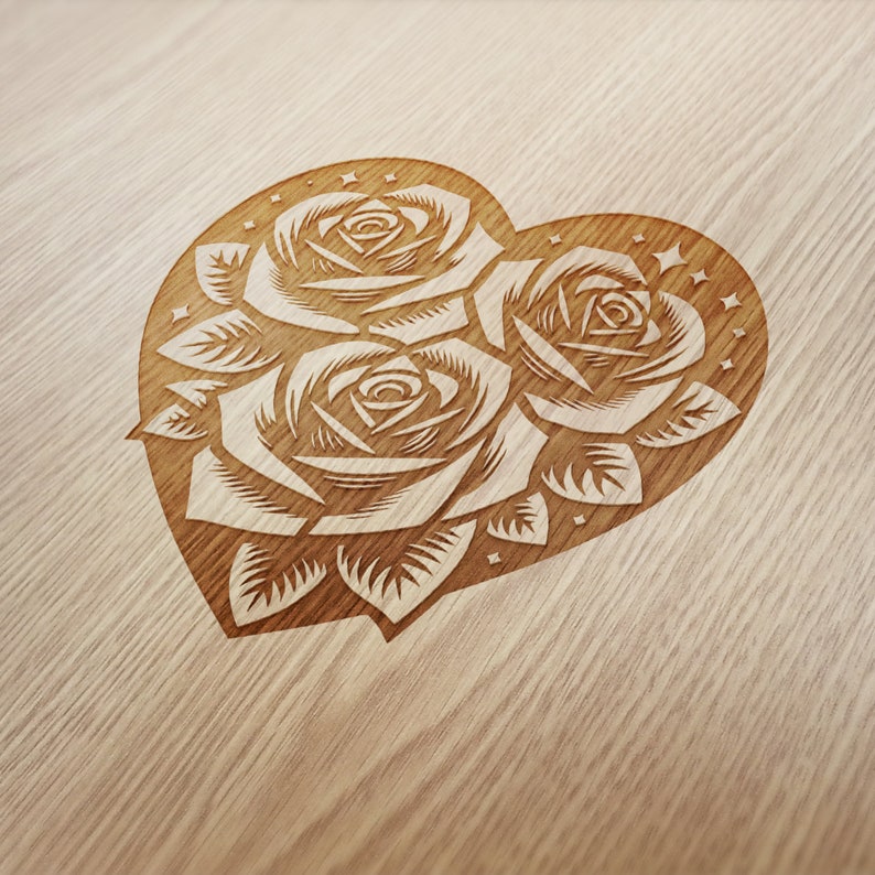 Rose Flowers, Lightburn PNG, Lightburn File, Laser Engraving Digital ...