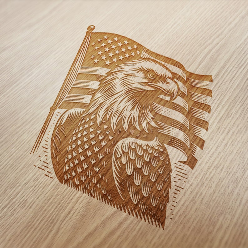 American Flag Eagle, Lightburn PNG, Lightburn File, Laser Engraving ...