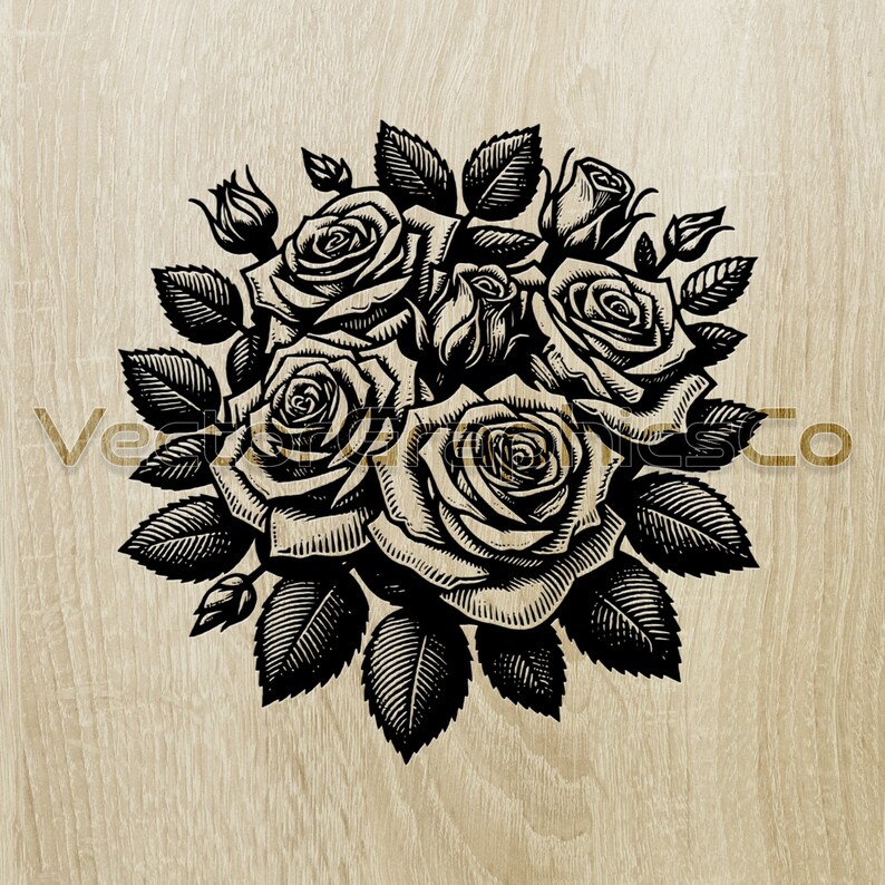 Rose Flowers, Lightburn PNG, Lightburn File, Laser Engraving Digital ...