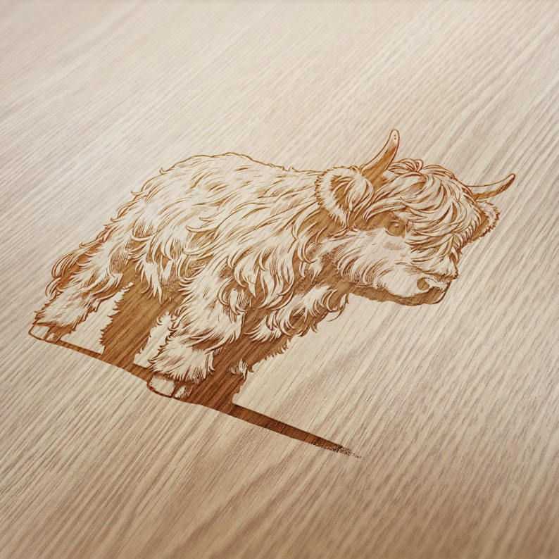 Highland Cow Cute, Lightburn PNG, Lightburn File, Laser Engraving ...