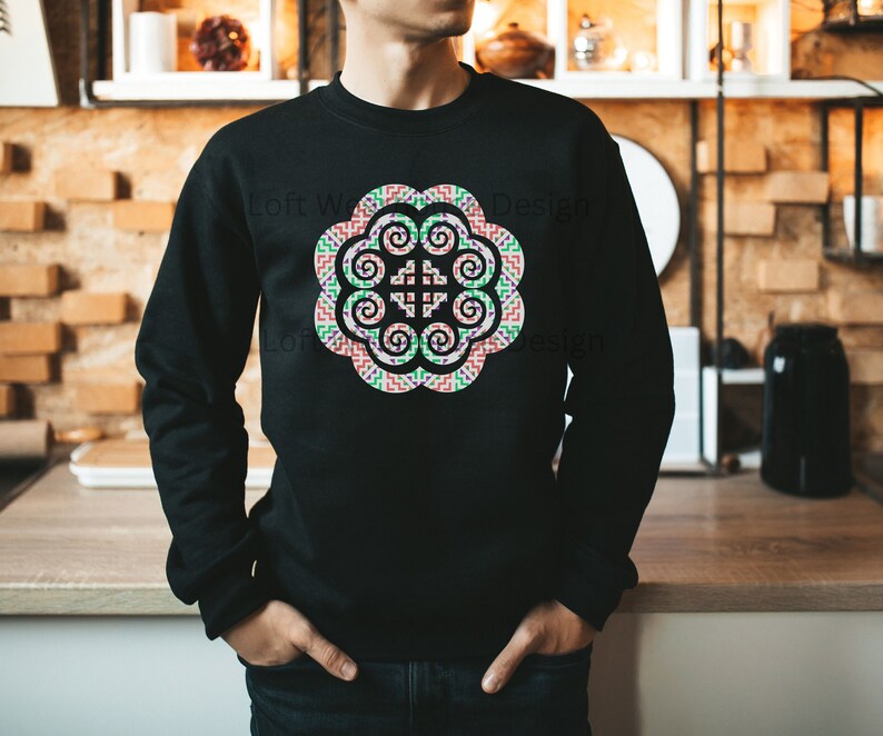 Hmong Inspired Paj Ntaub Sweatshirt, Hmong Sweater Clothes, Family Xauv ...