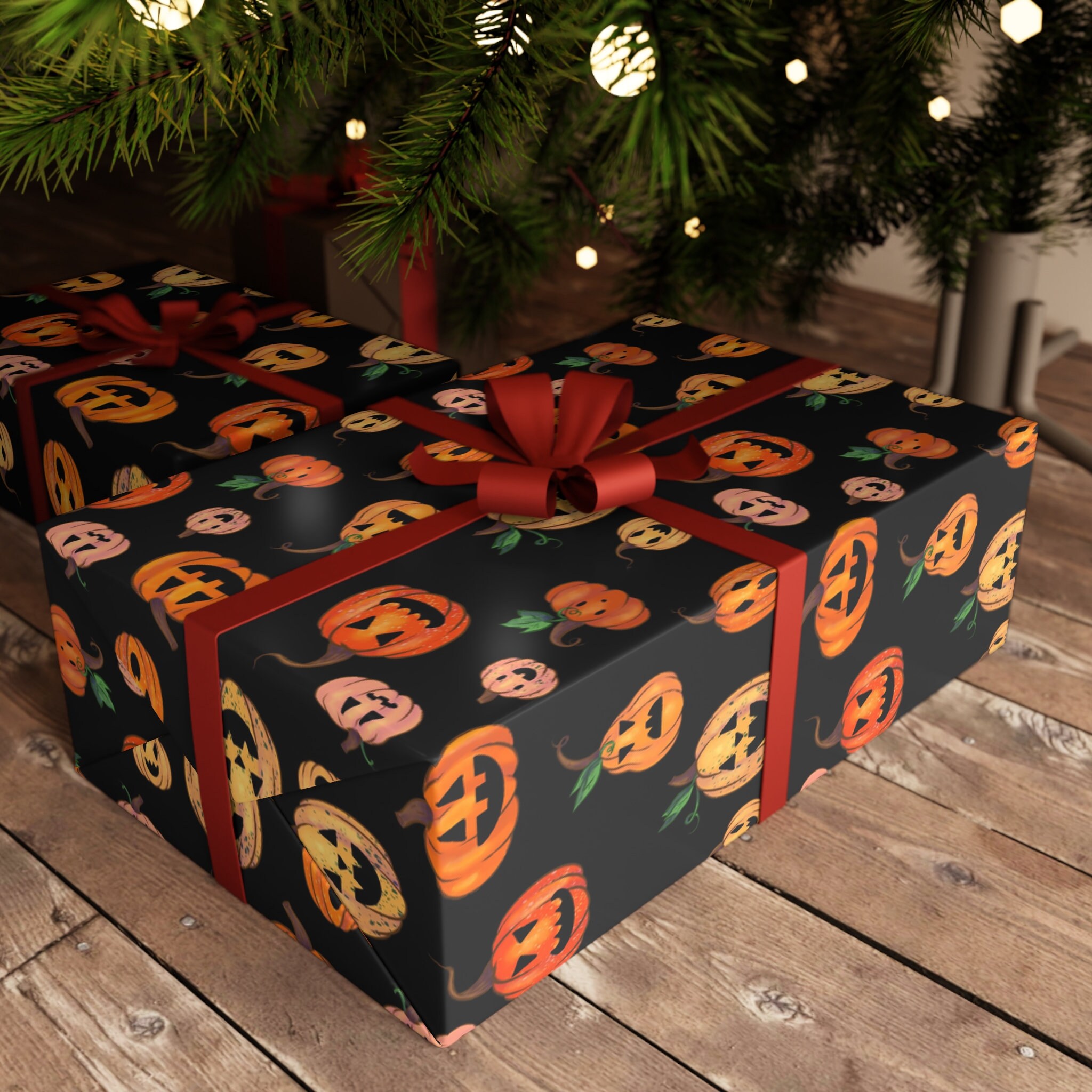Halloween Jack-o'-Lanterns Gift Wrapping Paper Sheets sold by ...