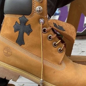 Chrome Hearts Style Timberland Boots With Lace Lock, Eyelet ...