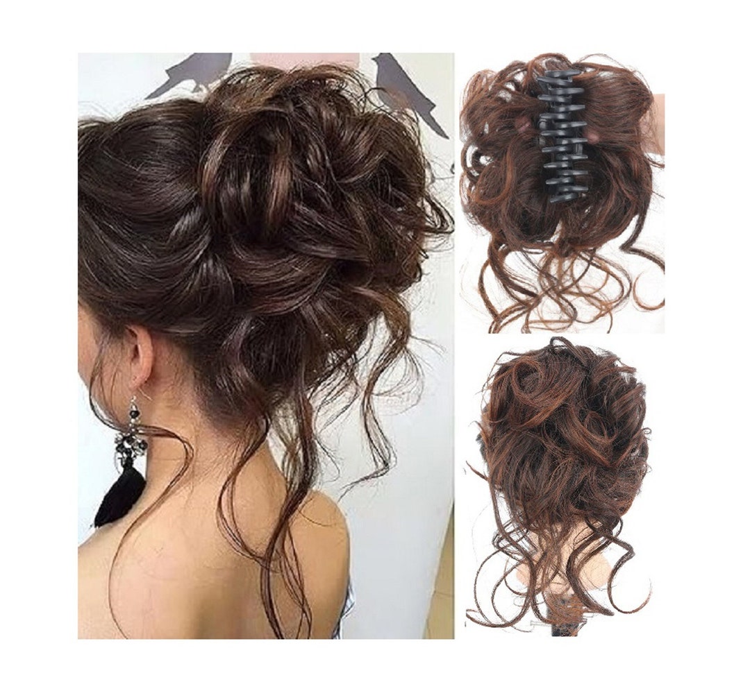 Claw Clip Messy Bun Hair Piece Bun Hair Extension Wavy Curly - Etsy