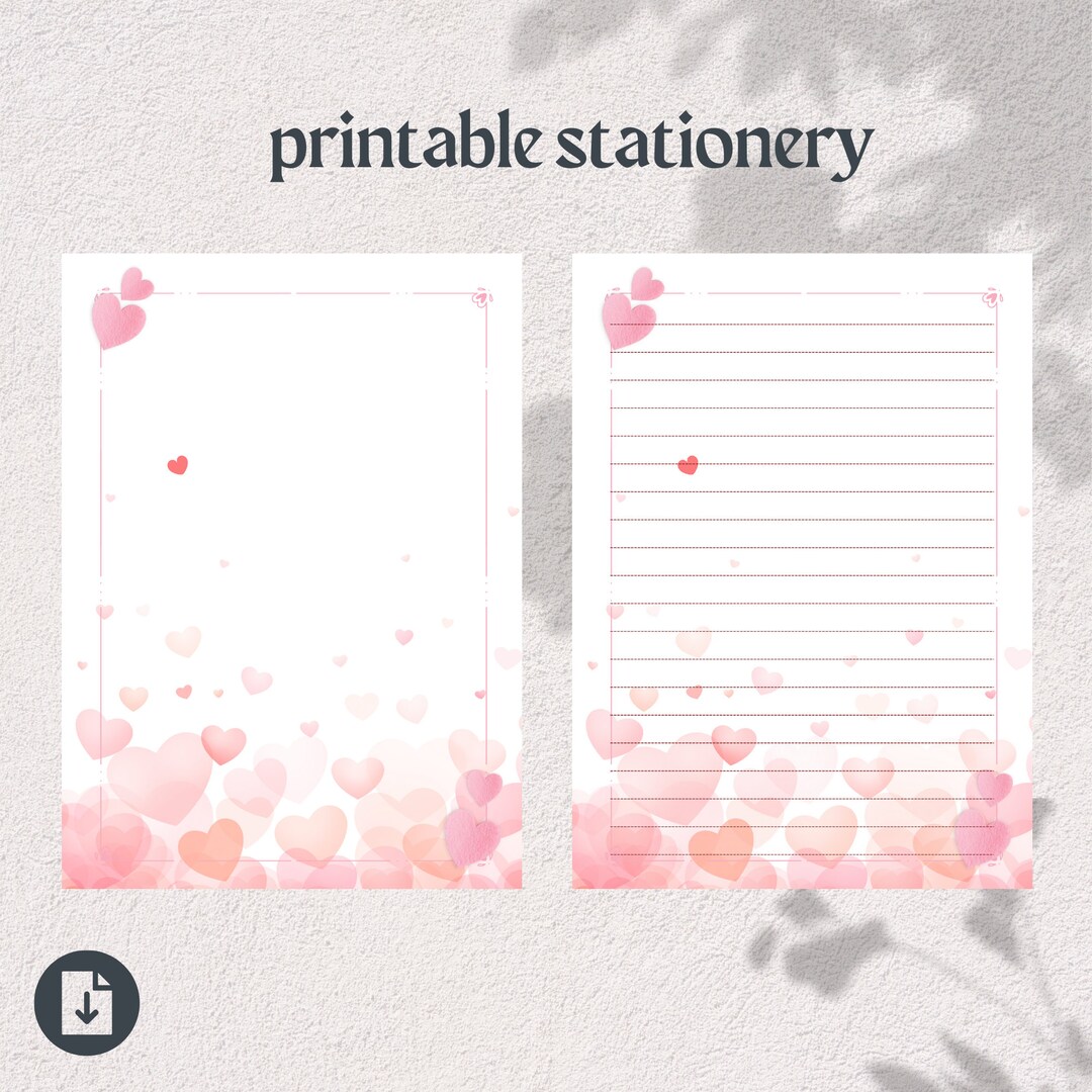 Printable Stationary, Digital Note Paper, Note Taking Template, Letter ...