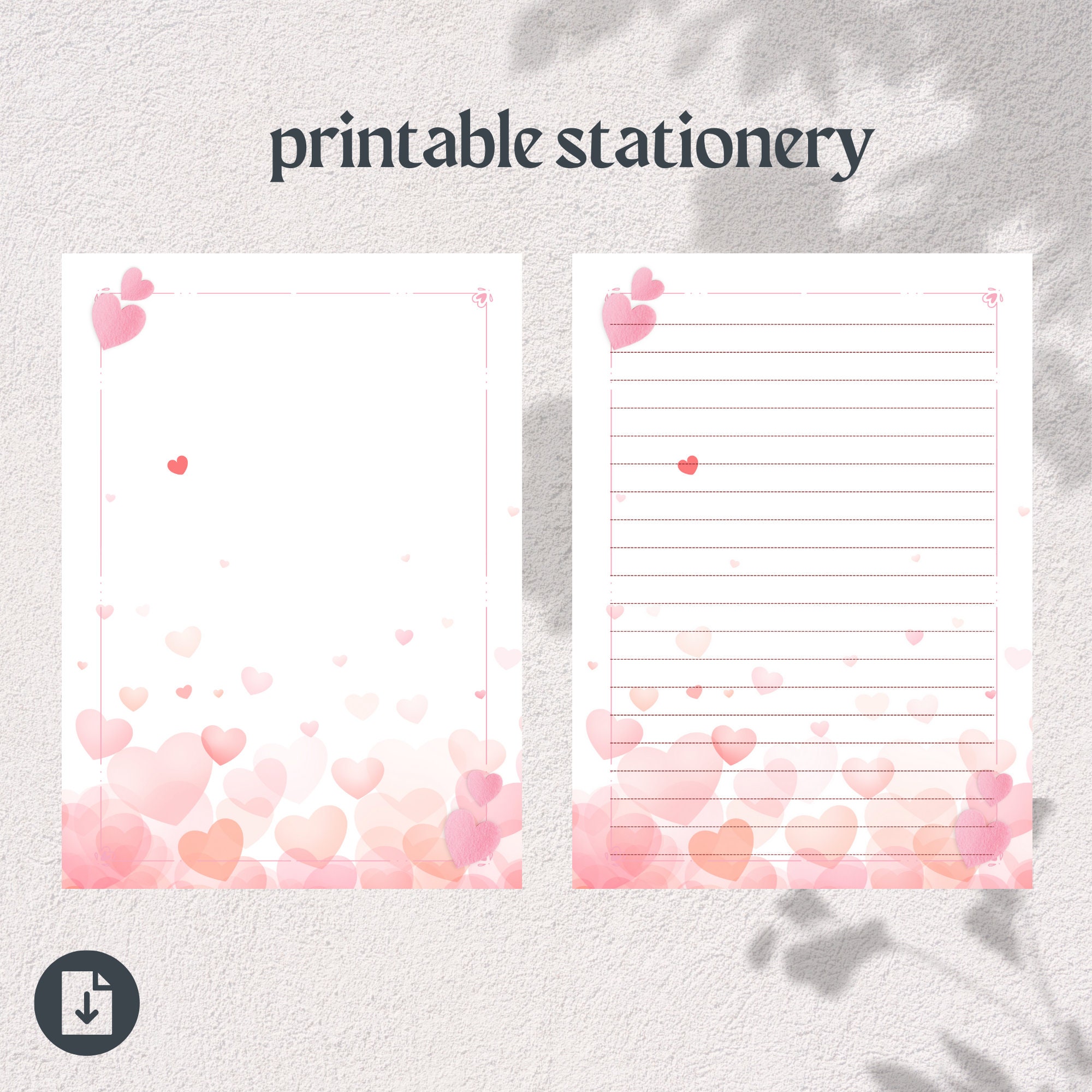 Printable Stationary, Digital Note Paper, Note Taking Template, Letter ...