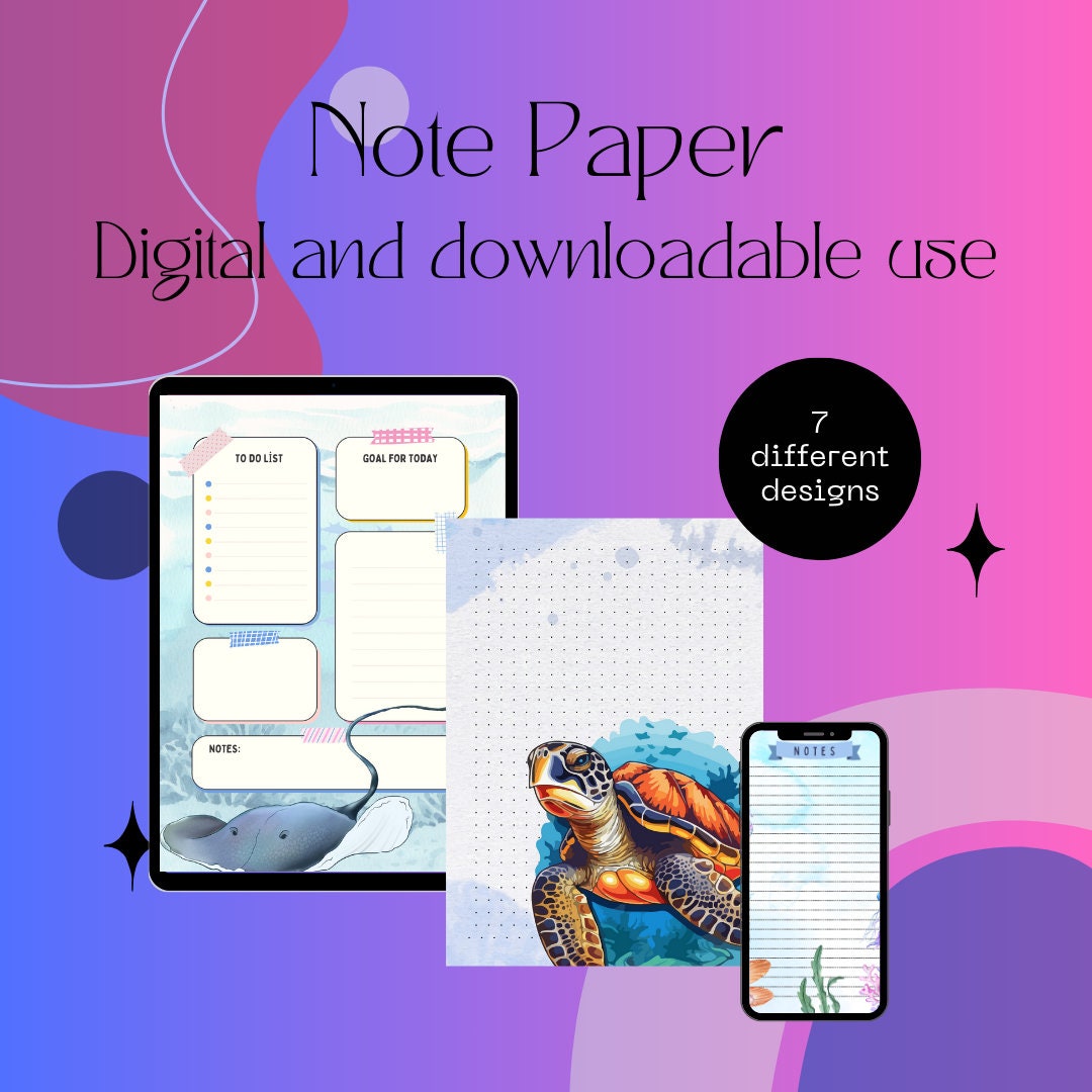 Printable Stationary, Digital Note Paper, Note Taking Template, Letter ...