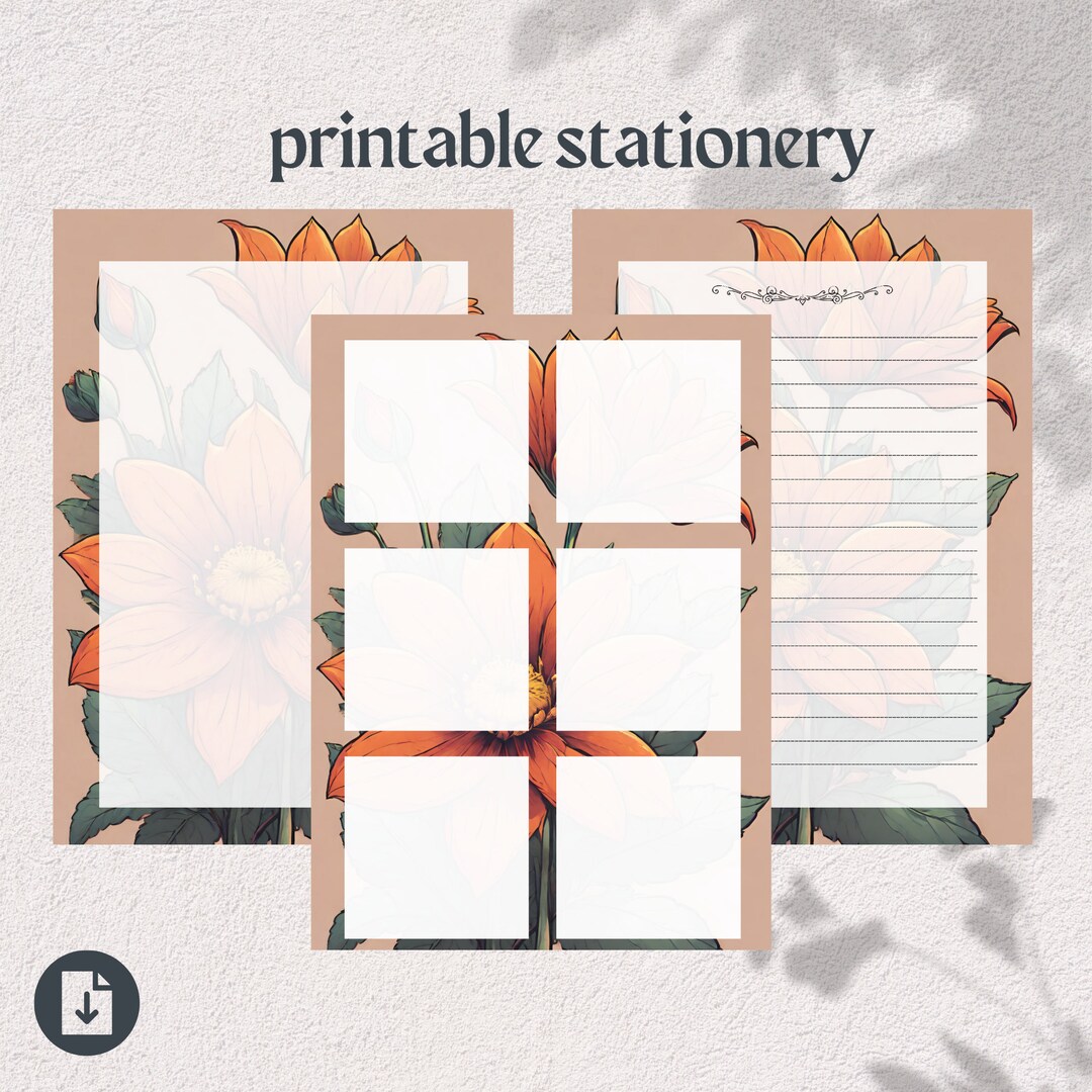 Printable Stationary, Digital Note Paper, Note Taking Template, Letter ...