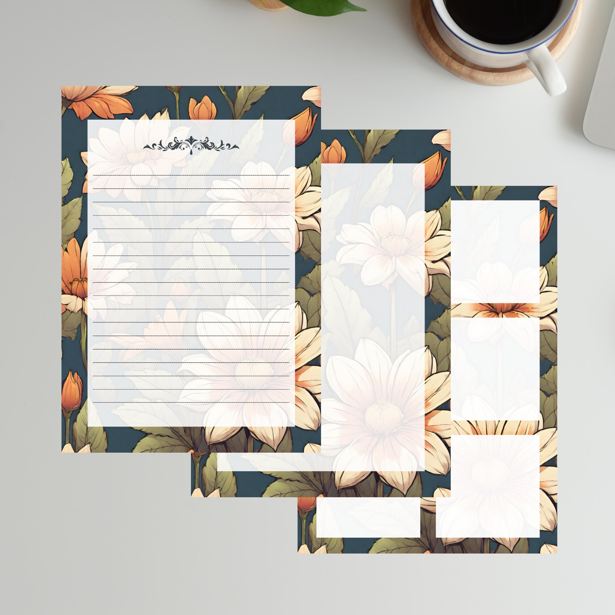 Printable Stationary, Digital Note Paper, Note Taking Template, Letter ...