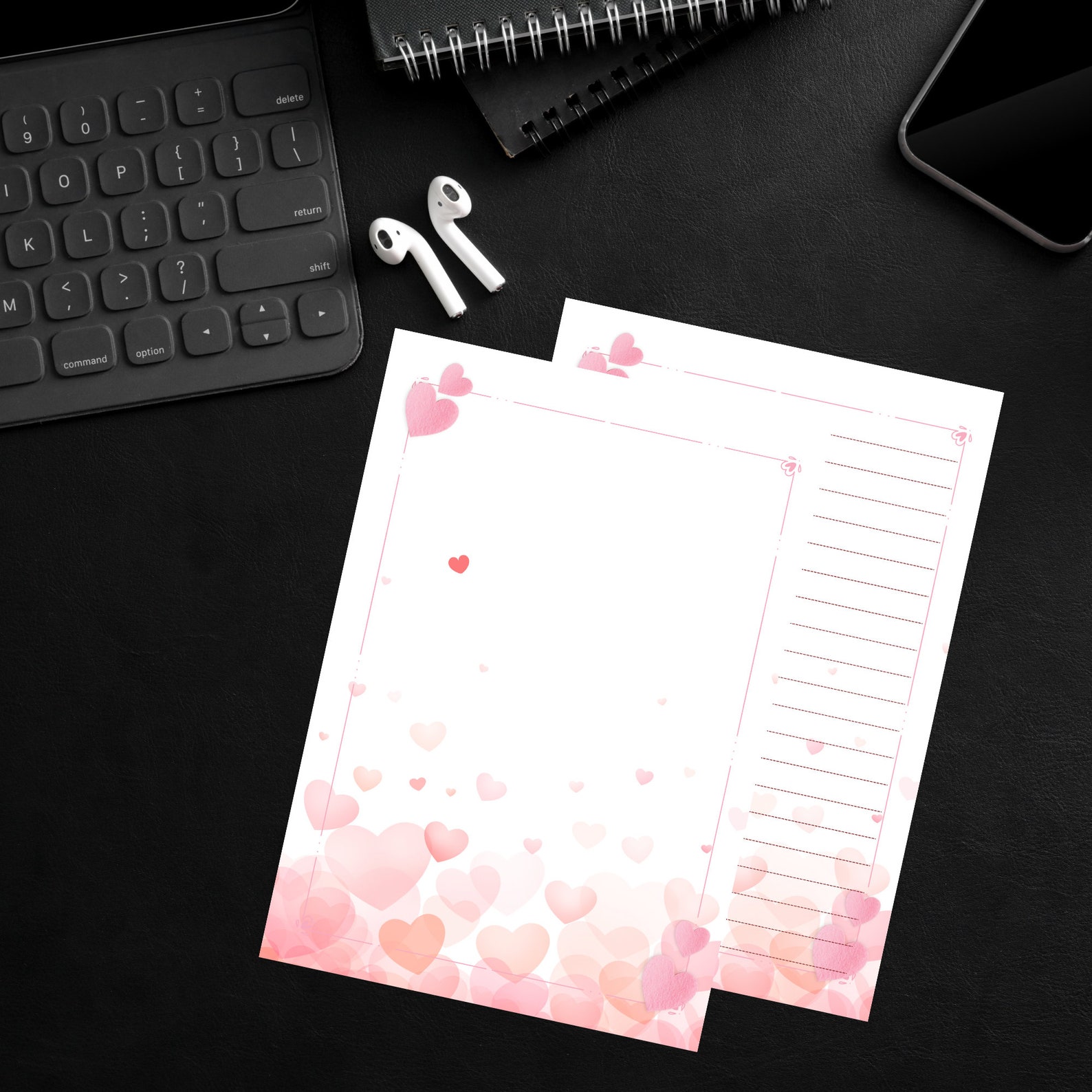 Printable Stationary, Digital Note Paper, Note Taking Template, Letter ...