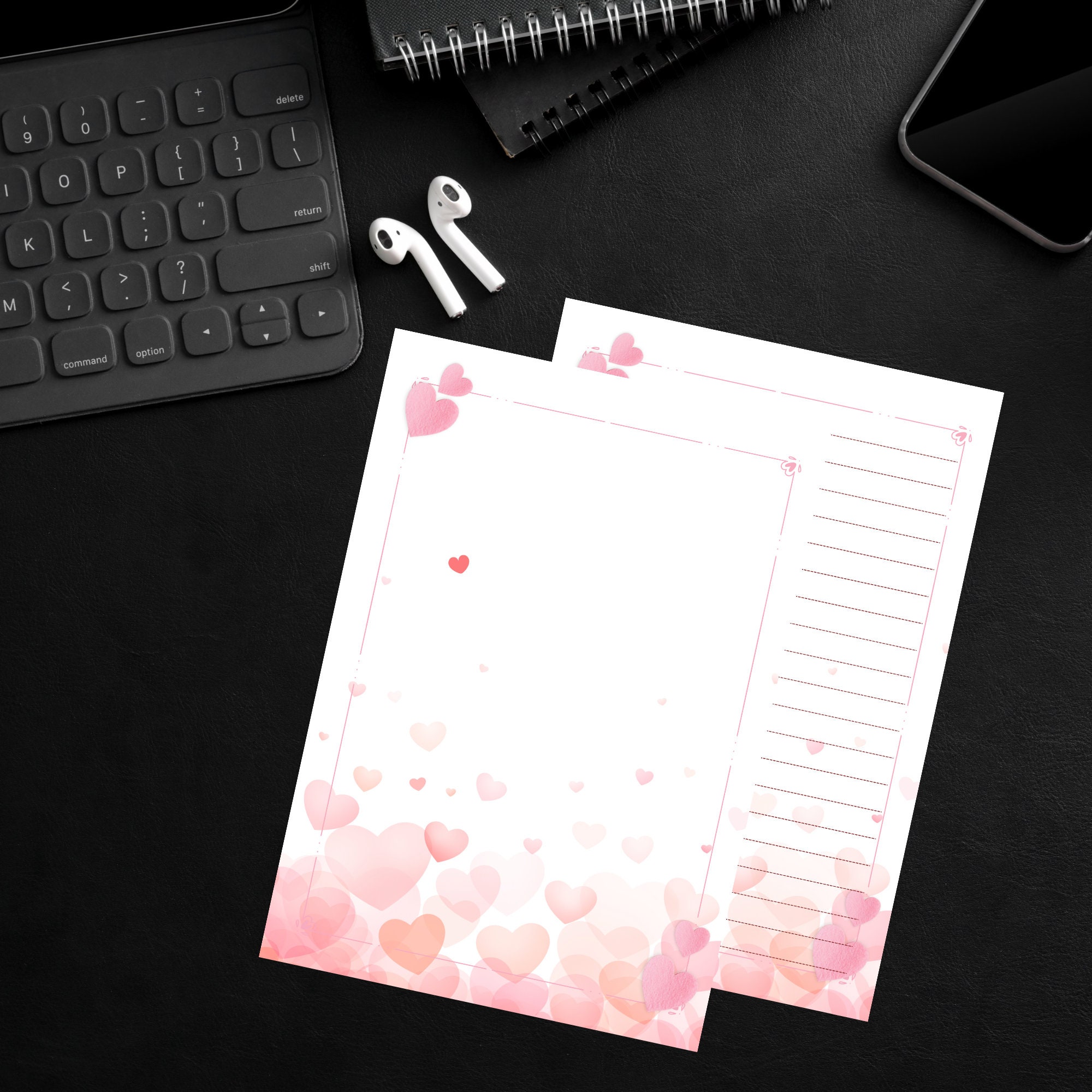 Printable Stationary, Digital Note Paper, Note Taking Template, Letter ...