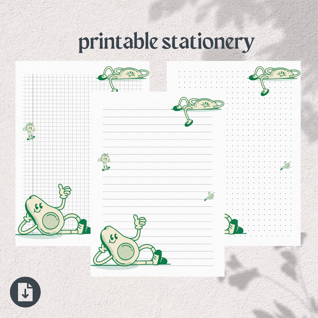 Printable Stationary, Digital Note Paper, Note Taking Template, Letter ...