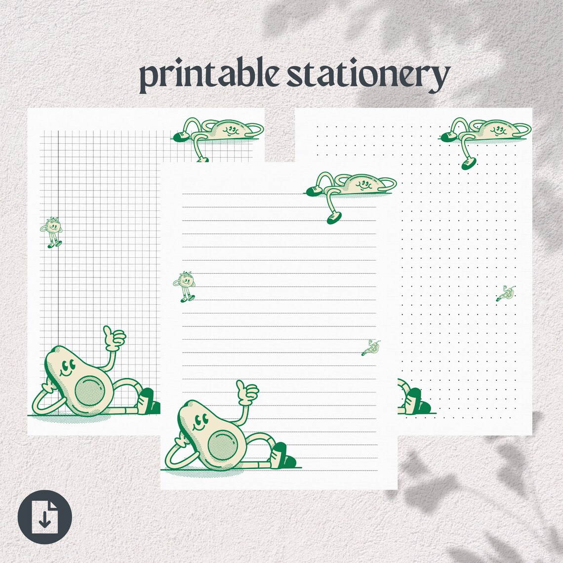 Printable Stationary, Digital Note Paper, Note Taking Template, Letter ...