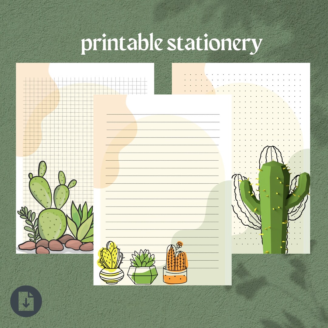 Printable Stationary, Digital Note Paper, Note Taking Template, Letter ...