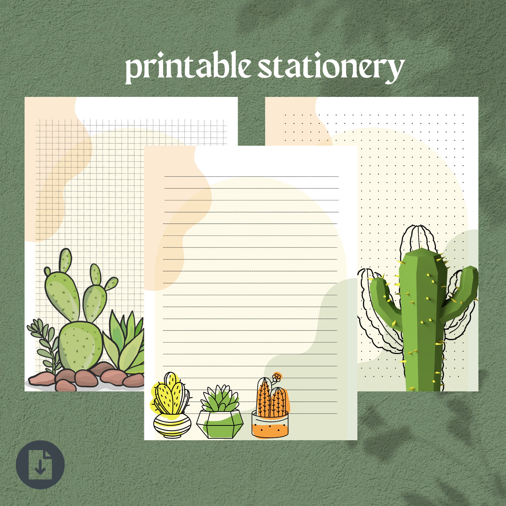 Printable Stationary, Digital Note Paper, Note Taking Template, Letter ...