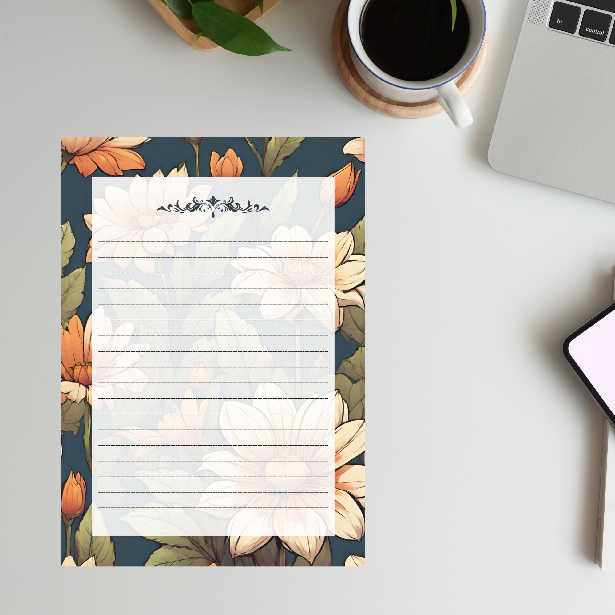 Printable Stationary, Digital Note Paper, Note Taking Template, Letter ...