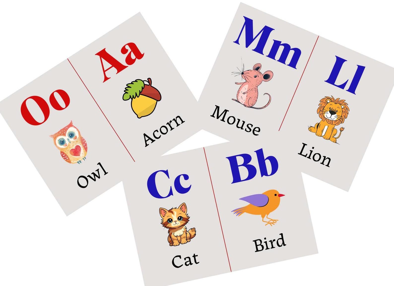 English Alphabet Cards for Study Set of 13 Engaging Kids Learning Cards ...