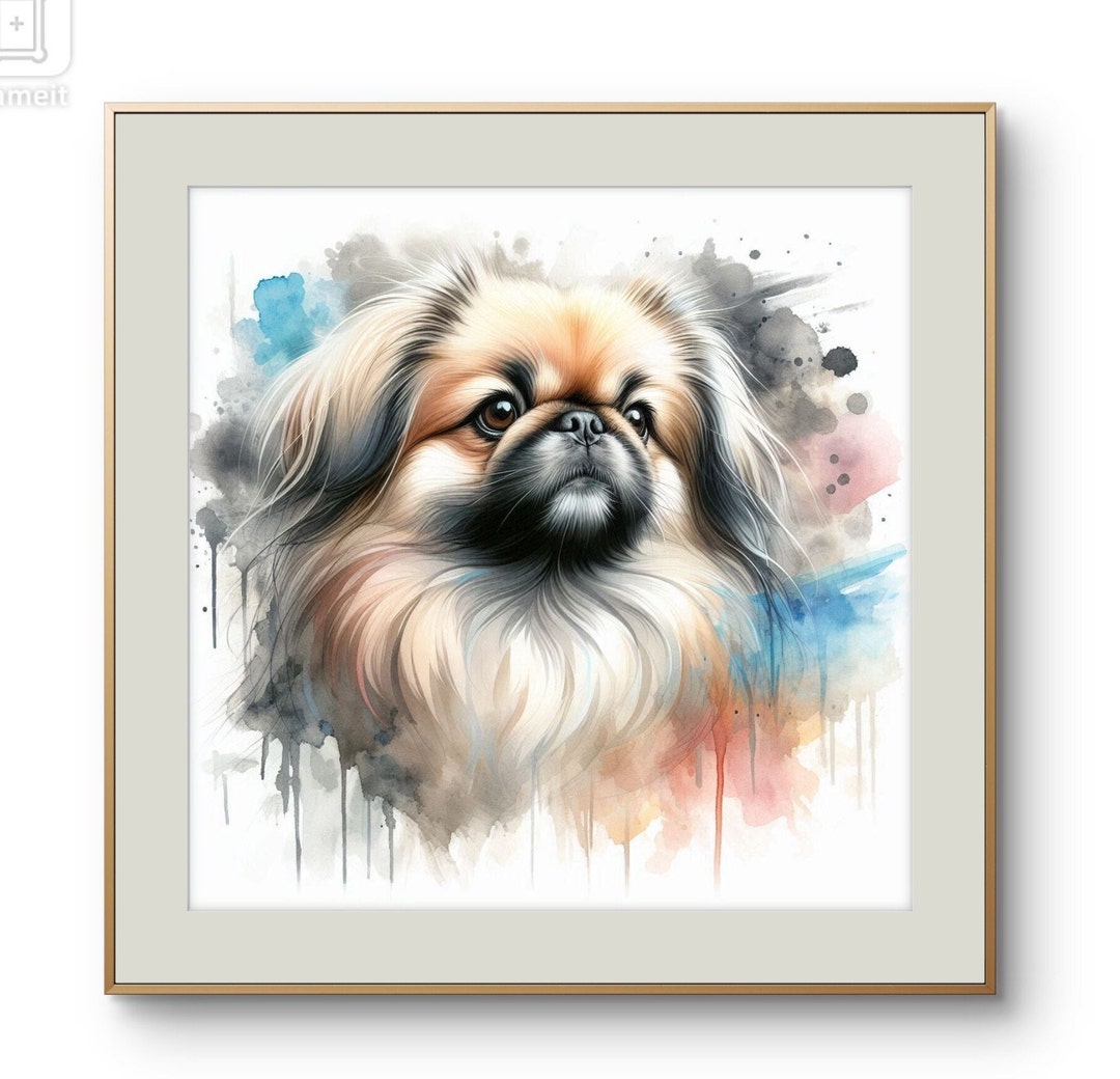 Pekingese Portrait Art Print, Watercolor Art, Wall Art Decor, Wall Pet ...