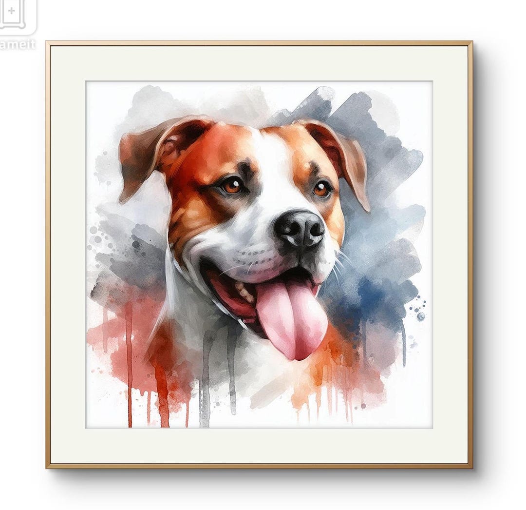 Watercolor Amstaff Portrait: Dog Lover Wall Art, Canvas Print - Etsy