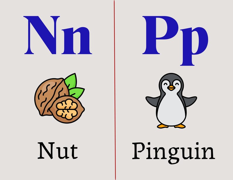 Vibrant English Alphabet Cards, Set of 13 Engaging Kids Learning Cards ...