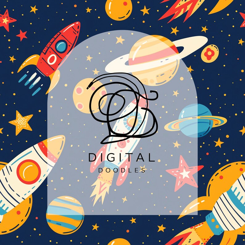 Space, Rocket, Planets, Digital Paper, Scrapbook Papers, Seamless ...