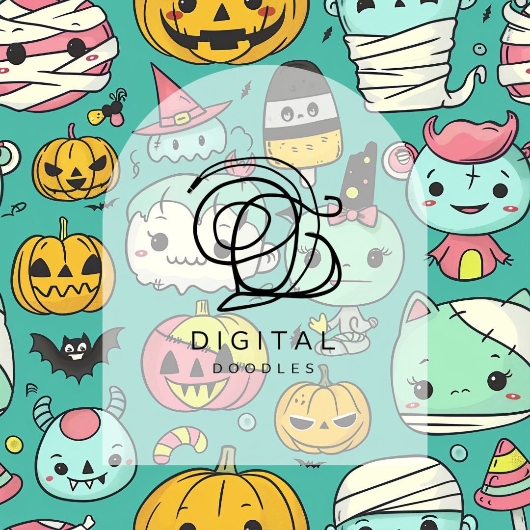 Kawaii Halloween Monster Pattern, Cute Spooky Monster Pattern, Cute ...
