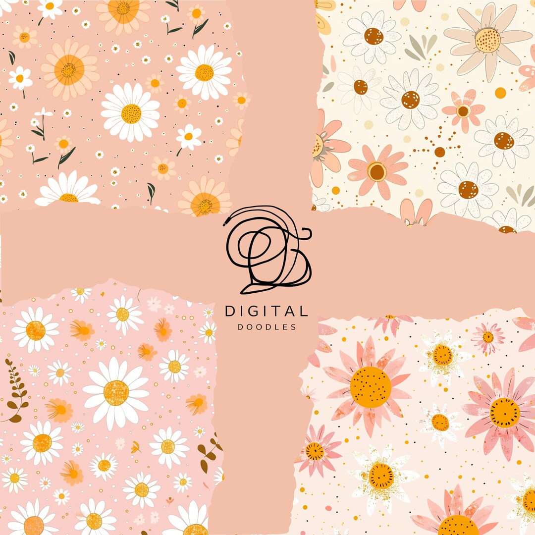 Daisy, Sun, Wallpaper, Digital Paper Scrapbook Papers Seamless Patterns ...
