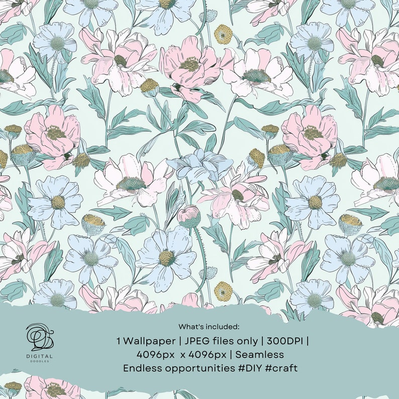 Daisy, Pastel, Wallpaper, Digital Paper, Scrapbook Papers Seamless ...