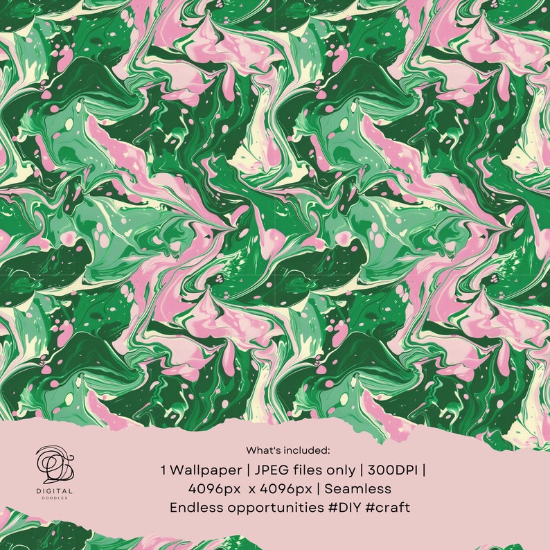 Green and Pink Marble , Wallpaper, Digital Paper, Scrapbook Papers ...