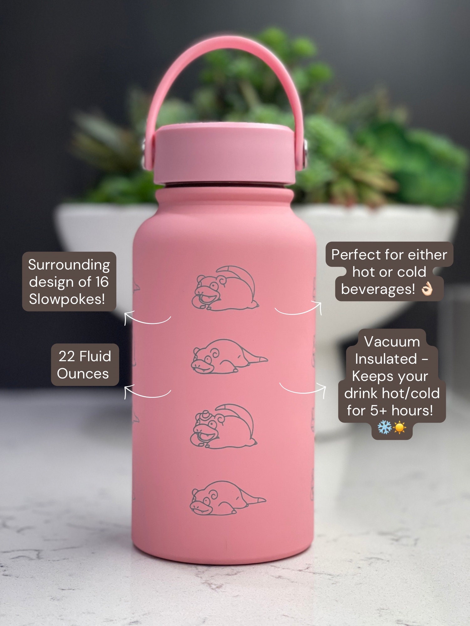 Cute Slowpoke Tumbler Waterbottle With Pokemon Go Detective Hat and ...