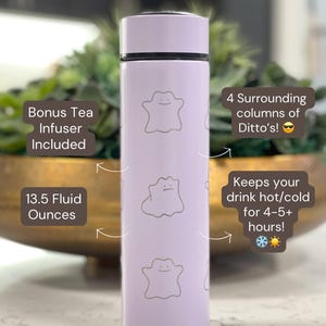 Funny Ditto Coffee Tumbler Shiny Ditto Engraved Tea Infuser Waterbottle ...