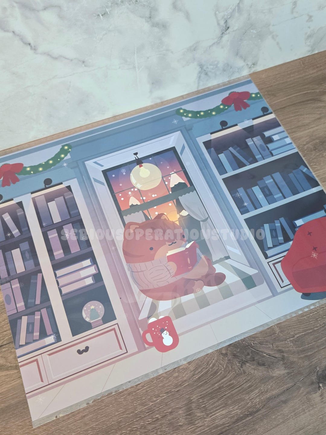 Holiday Library Art Print - Etsy