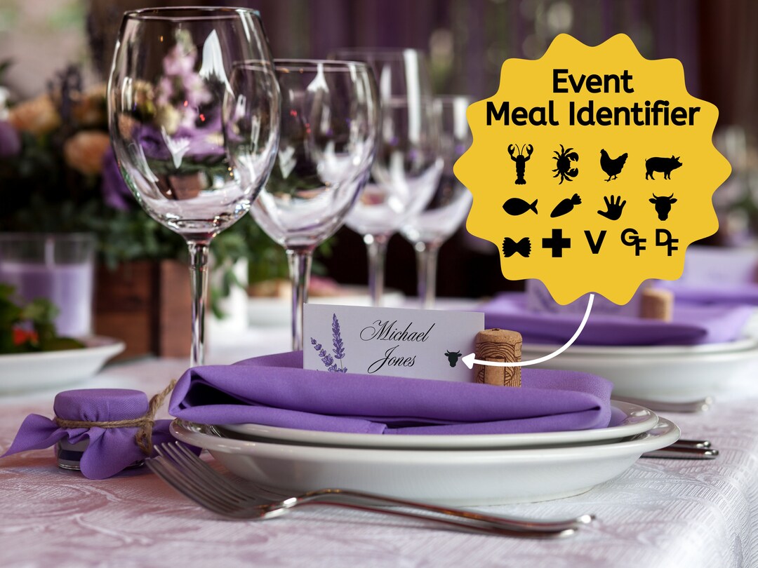 Wedding Meal Choice Stickers: Table Food Labels, Event Planning Decals ...
