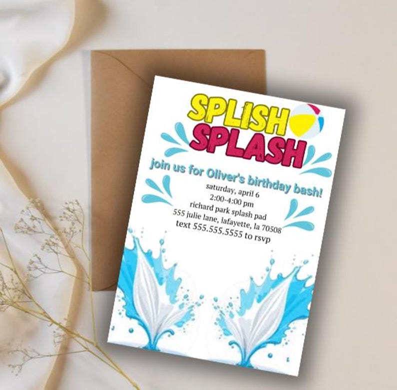 Editable Splish Splash Birthday Invitation Pool Party Boy Beach Ball ...