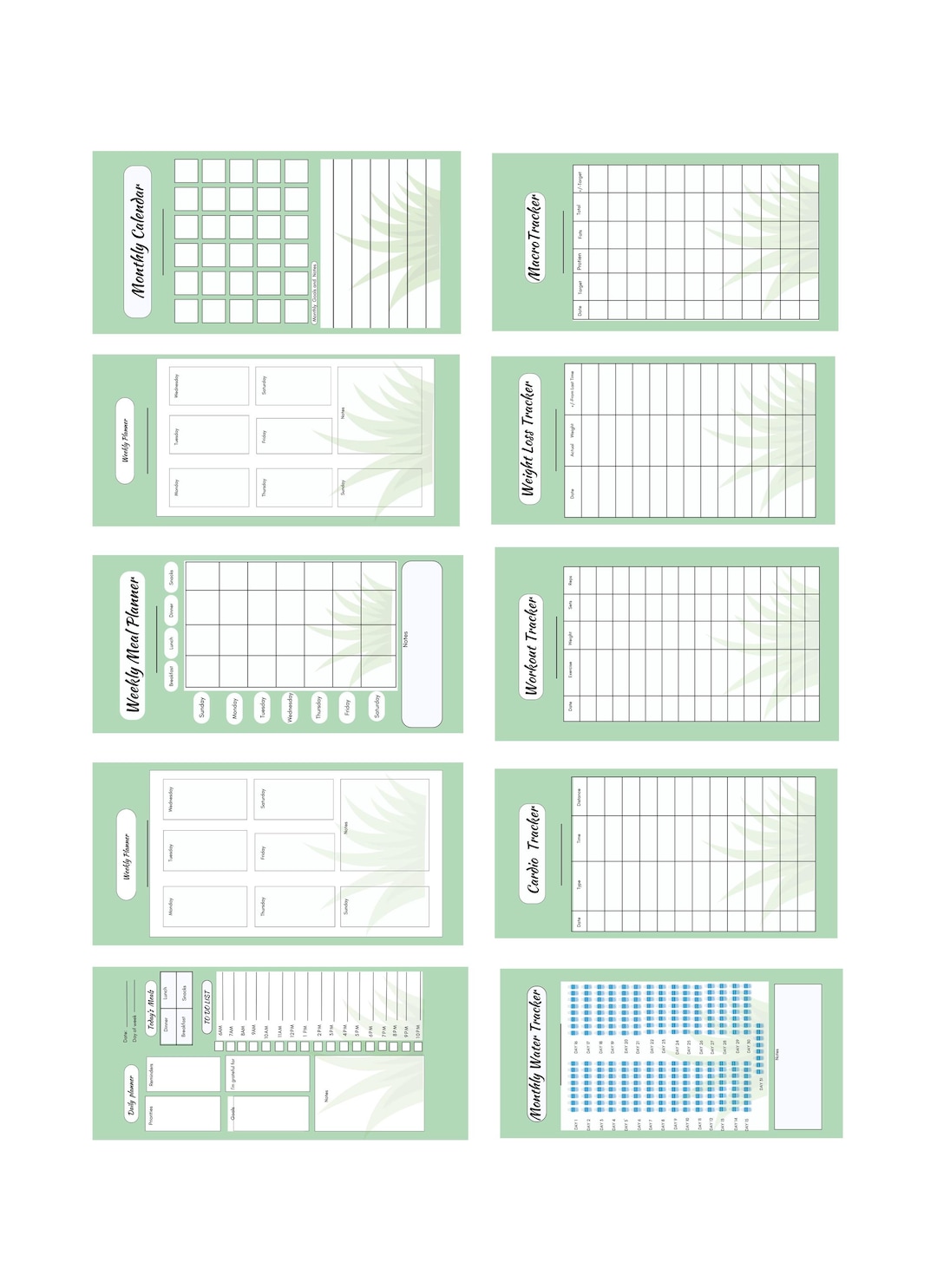 Monthly Progress Tracker Planner Weight Loss Body Measurement Pastel ...