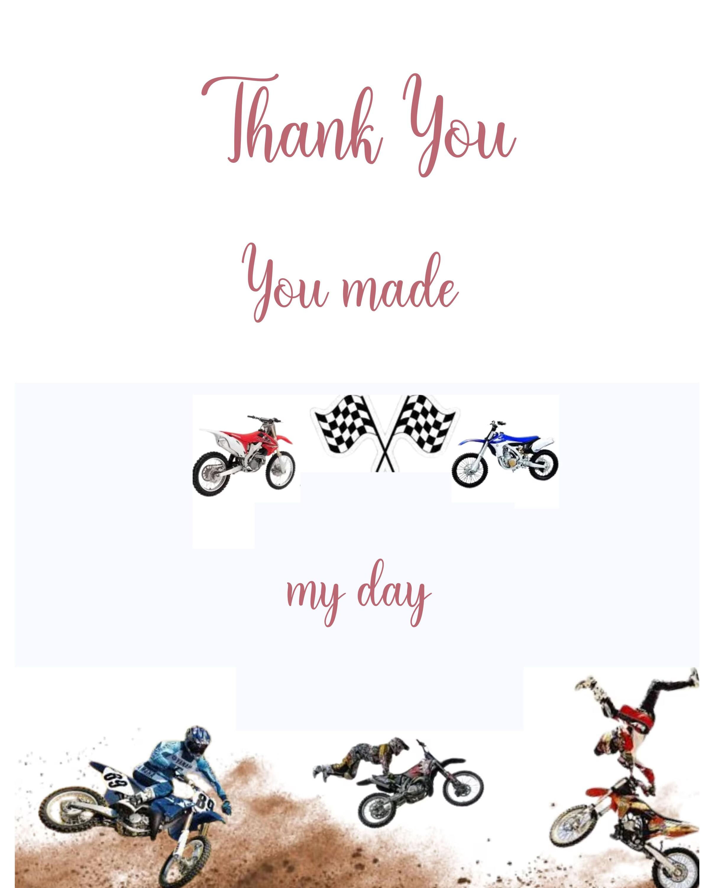 Motorcross Birthday Thank You Gift Tag: Dirt Bike Party (digital ...