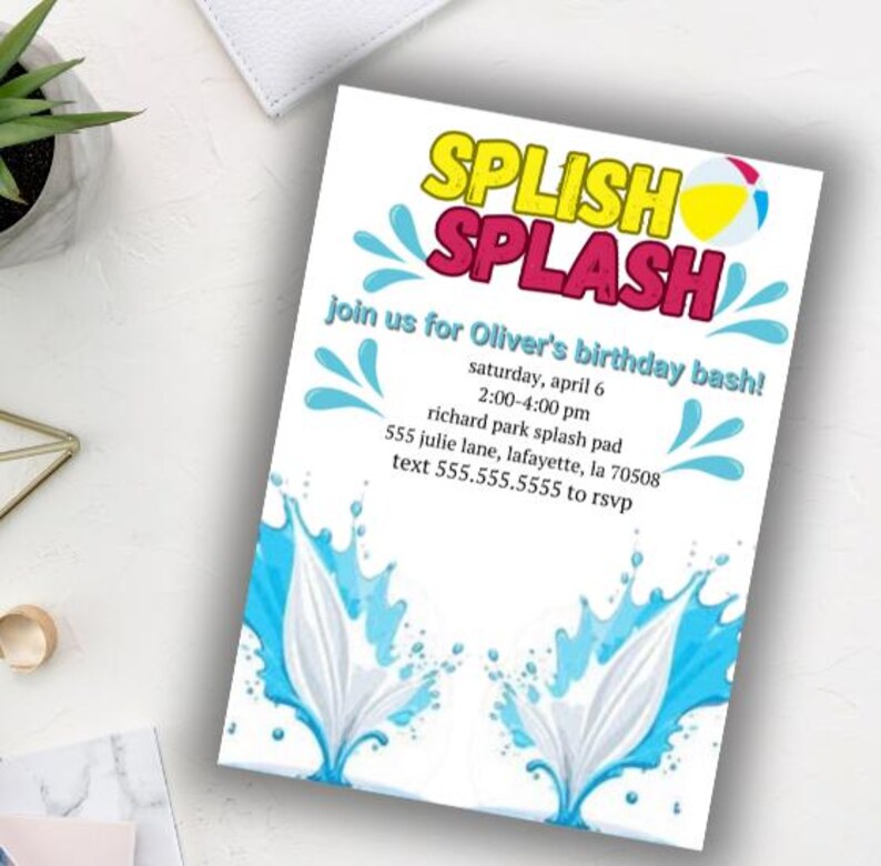 Editable Splish Splash Birthday Invitation Pool Party Boy Beach Ball ...