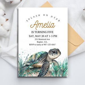 Turtle Party Invitation Turtle Birthday, Turtle Invitation, Kids ...