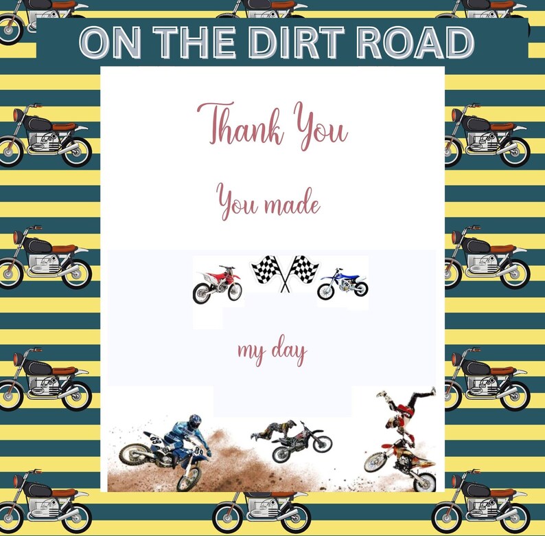Motorcross Birthday Thank You Gift Tag: Dirt Bike Party (digital ...