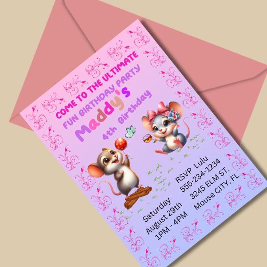 Editable Cinnamon Birthday Invitation Minni Mouse and Friends Party ...