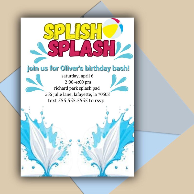 Editable Splish Splash Birthday Invitation Pool Party Boy Beach Ball ...