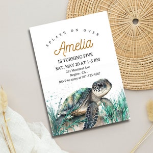Turtle Party Invitation Turtle Birthday, Turtle Invitation, Kids ...