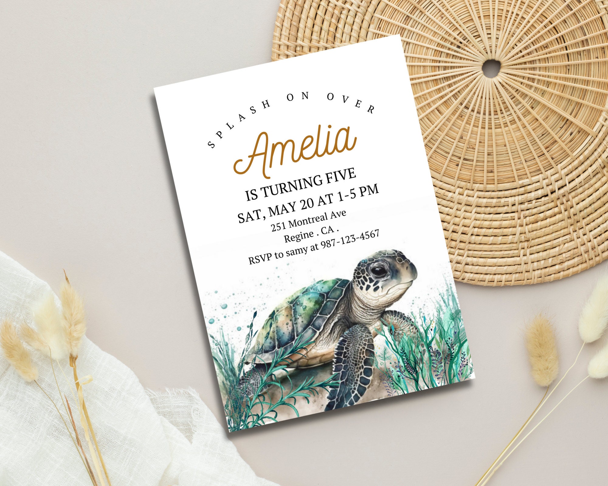 Turtle Party Invitation Turtle Birthday, Turtle Invitation, Kids ...
