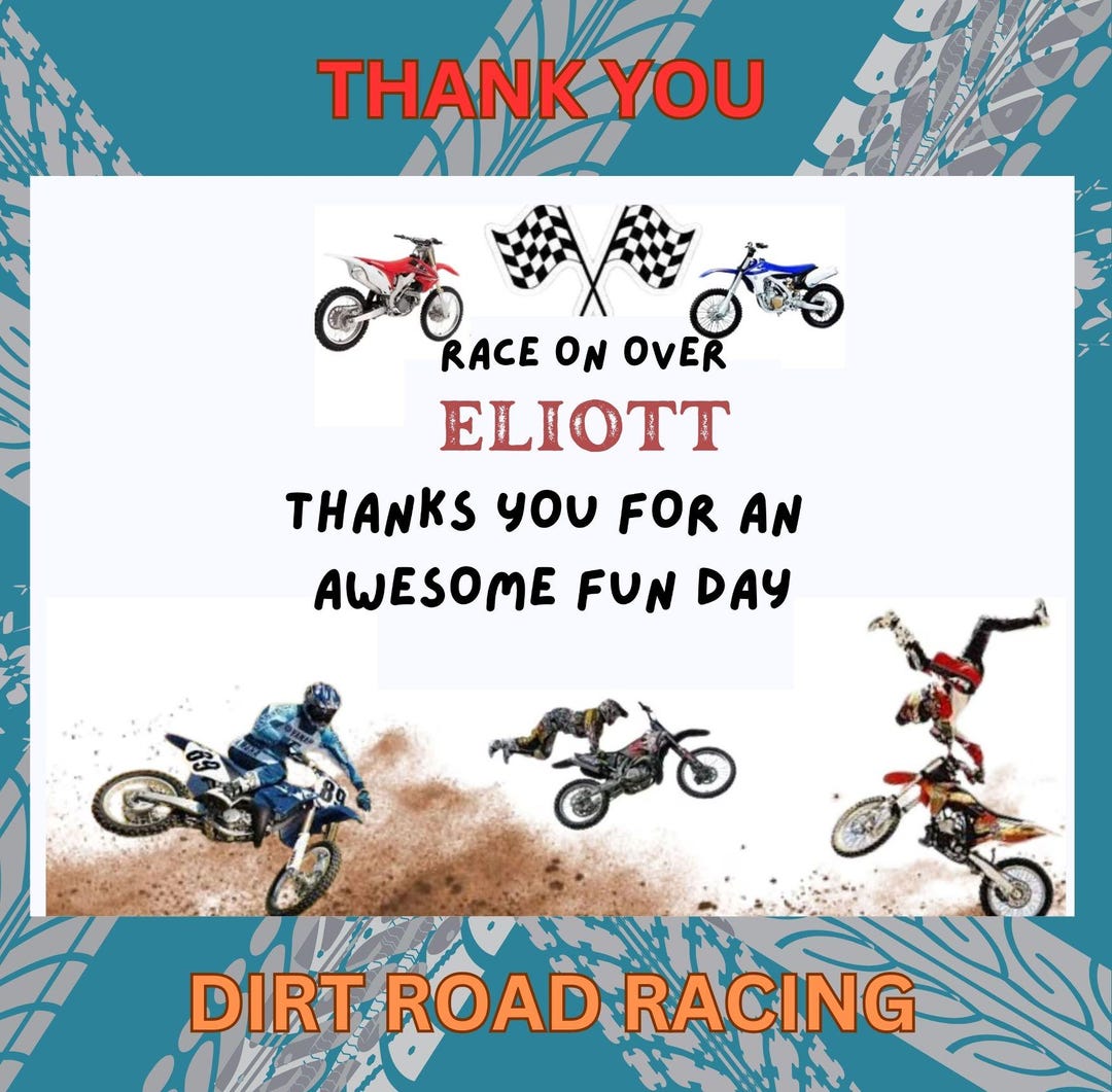 Dirt Bike Birthday Invitation Motorcycle Birthday Thank You Note ...